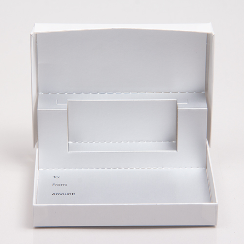 White Soft Touch Gift Card Boxes with Pop-Up Inserts