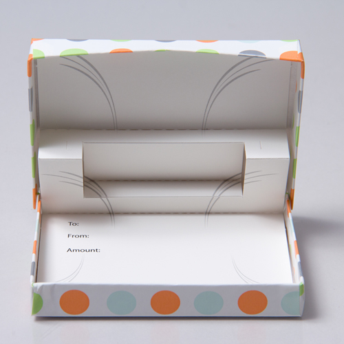 4-5/8 x 3-3/8 x 5/8 HIP HOP DOTS GIFT CARD BOX WITH POP-UP INSERT