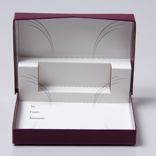 4-5/8 x 3-3/8 x 5/8 MERLOT ICE GIFT CARD BOX WITH POP-UP INSERT