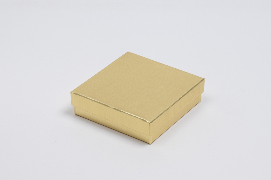 #33 Gold Linen Textured Two-Piece Jewelry Boxes