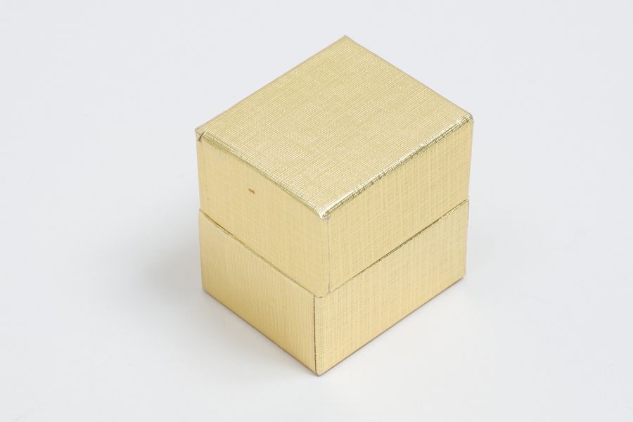 #102 Gold Linen Textured Two-Piece Jewelry Boxes