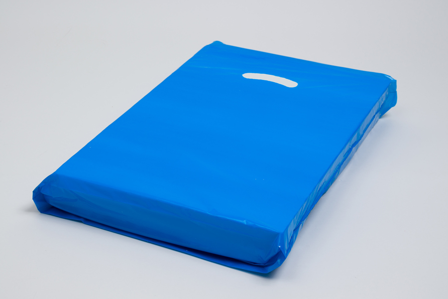 15x18x4 Dark Blue Premium Super Gloss Plastic Bags - 1.25 mil