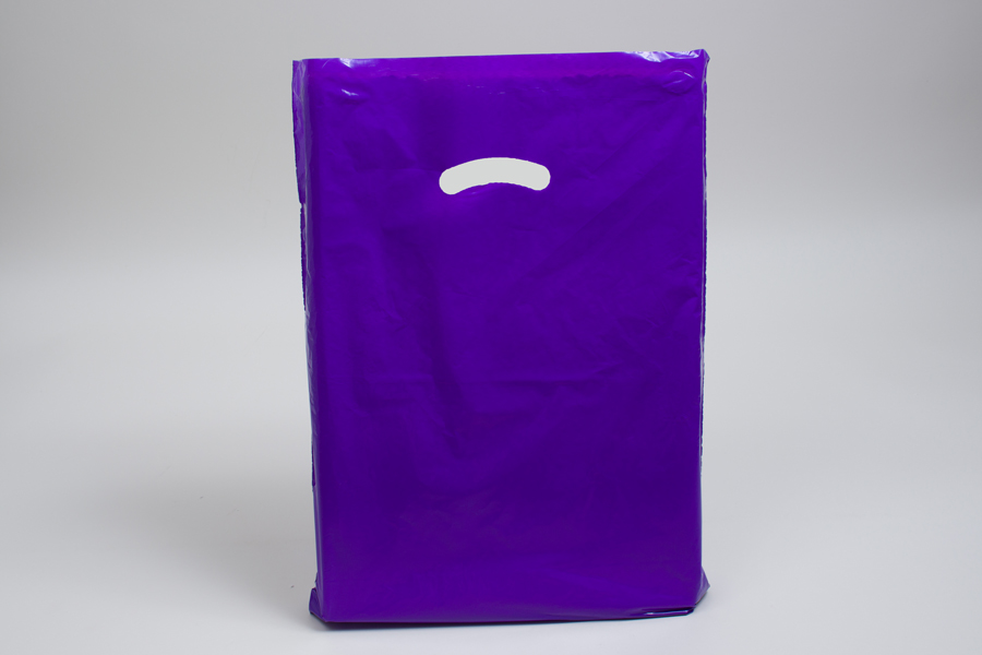 15x18x4 Purple Premium Super Gloss Plastic Bags - 1.25 mil