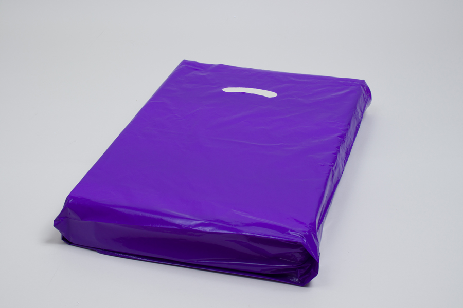 15x18x4 Purple Premium Super Gloss Plastic Bags - 1.25 mil