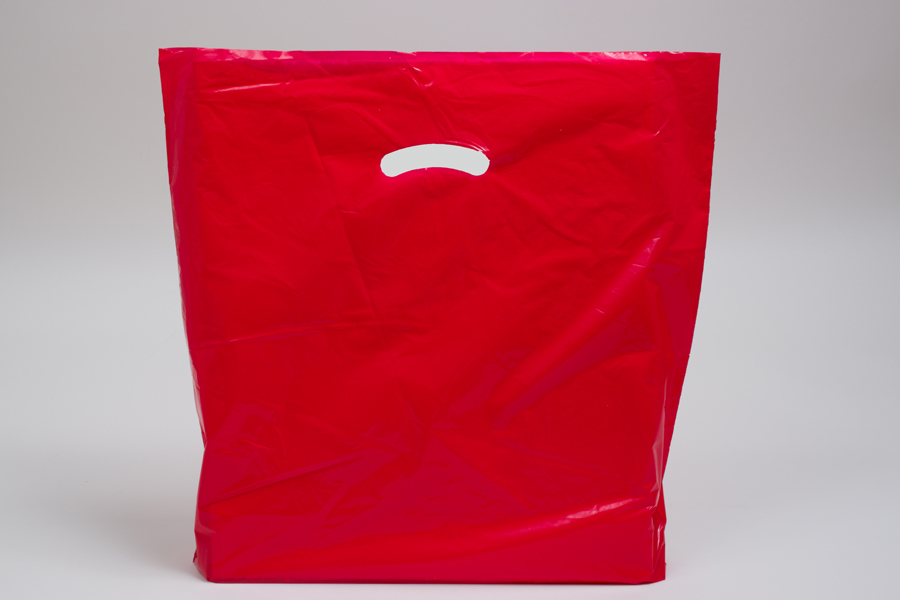18x18x4 Red Premium Super Gloss Plastic Bags - 1.25 mil
