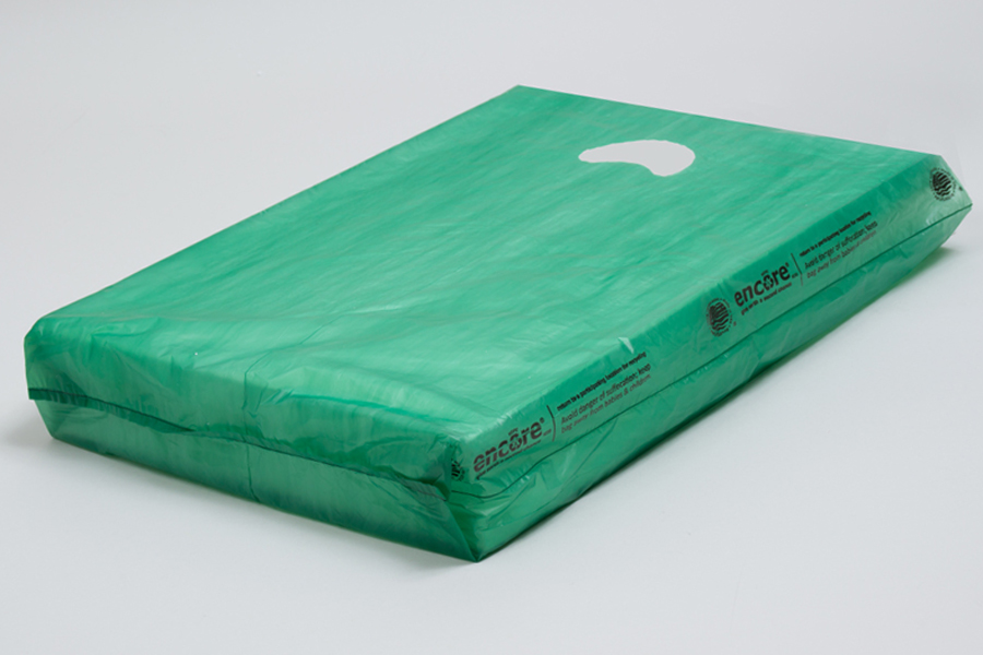 12 x 3 x 18 Dark Green Satin High Density Plastic Bags - 0.70 Mil