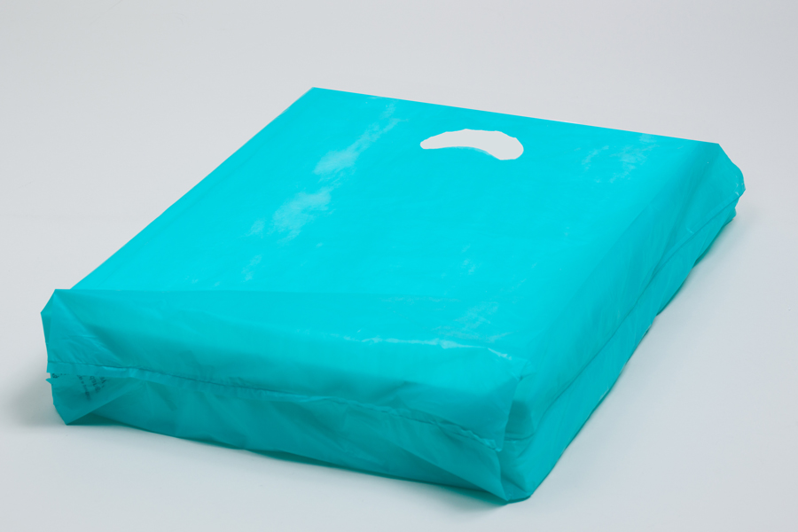 12 x 3 x 18 Teal Satin High Density Plastic Bags - 0.70 Mil