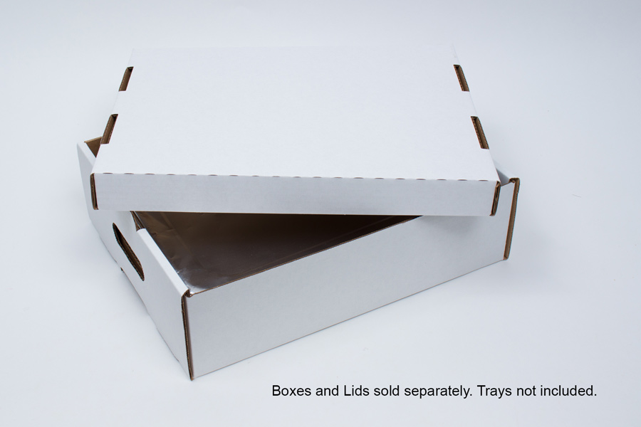 13-1/2 x 11 x 4 White Handled Catering Tray - Half Sheet