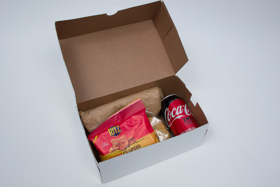 9-7/8 x 6-3/8 x 3-7/16 White Snak-Pak Food Takeout Box