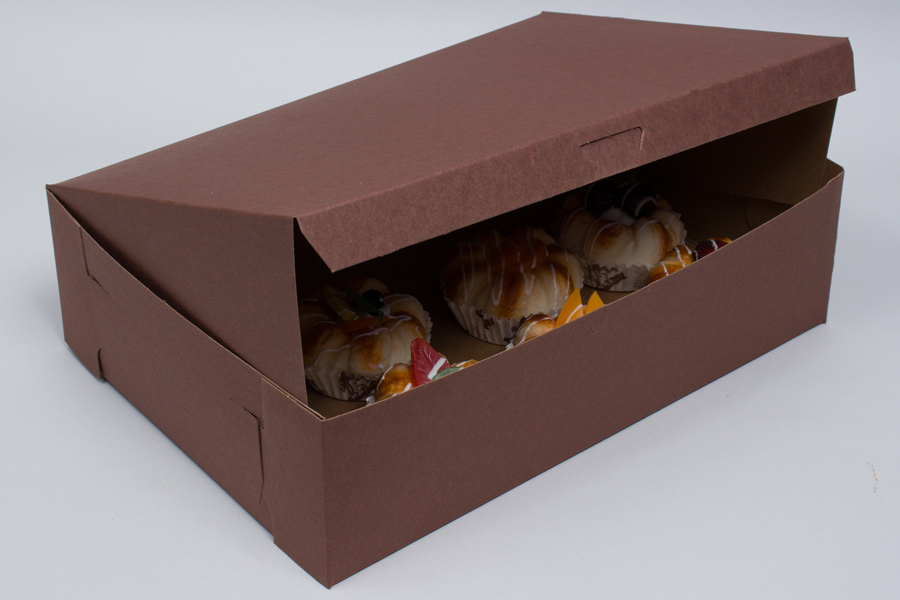 14x10x4 Recycled Chocolate Brown Bakery Cake Boxes