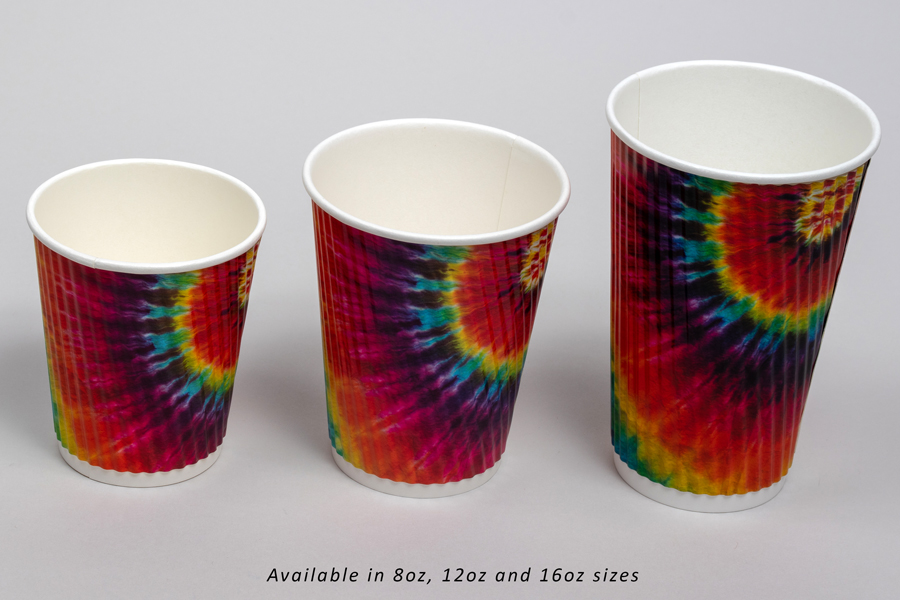 8 Ounce Tie Dye Insulated Ripple Paper Cups