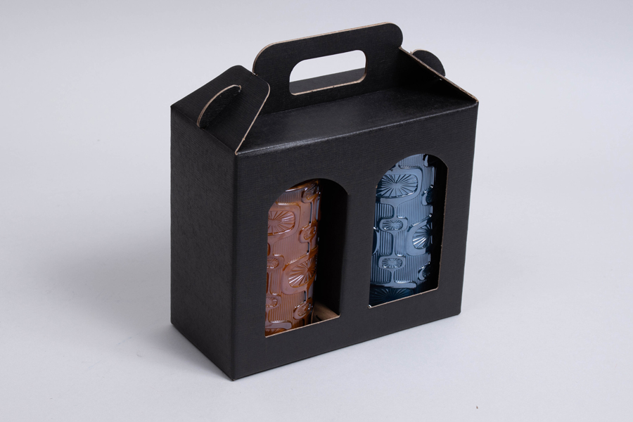 6-5/8 x 3-1/8 x 5-7/8 Matte Black Linen Window Jar Carrier Boxes – 2 Jar