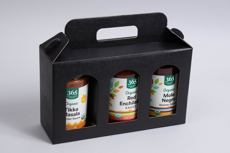 9-13/16 x 3-1/8 x 5-7/8 Matte Black Linen Window Jar Carrier Boxes – 3 Jar