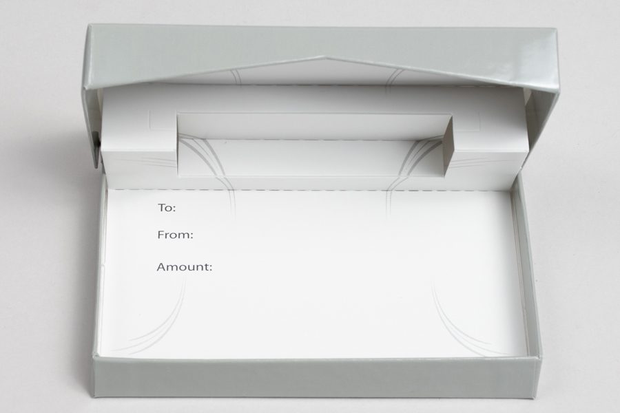 4-5/8 X 3-3/8 X 5/8 Battleship Grey Ice Gift Card Box With Pop-Up Insert