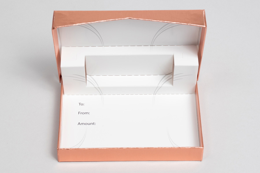 4-5/8 X 3-3/8 X 5/8 Brushed Rose Gold Gift Card Box With Pop-Up Insert
