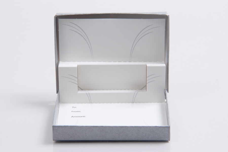 4-5/8 X 3-3/8 X 5/8 Metallic Silver Gift Card Box With Pop-Up Insert