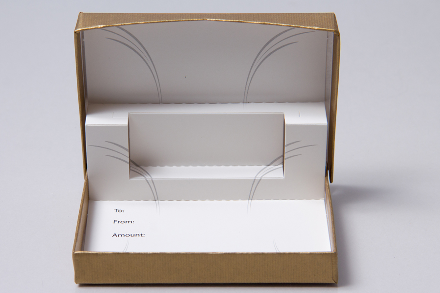 4-5/8 X 3-3/8 X 5/8 Gold Rib Gift Card Box With Pop-Up Insert