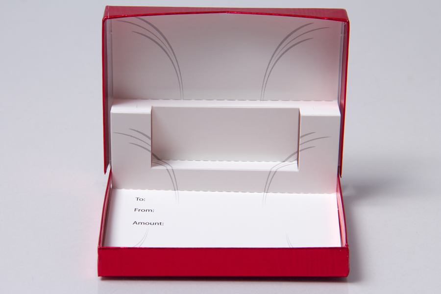 4-5/8 X 3-3/8 X 5/8 Metallic Red Gift Card Box With Pop-Up Insert