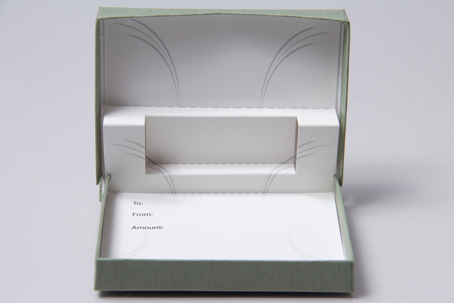 4-5/8 X 3-3/8 X 5/8 Sage Green Gift Card Box With Pop-Up Insert