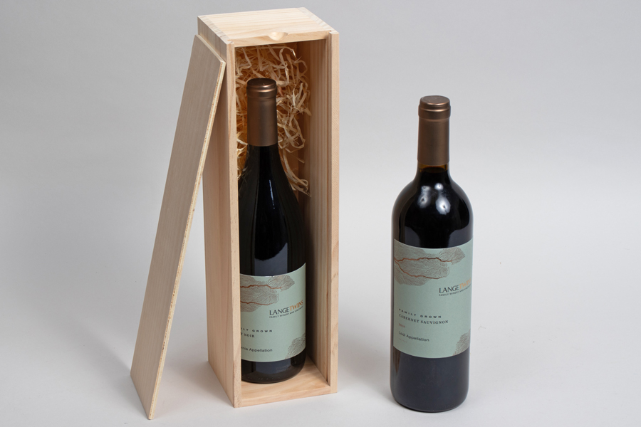 13-1/2 x 3-1/2 x 3-1/2” Wooden Wine Bottle Box – 1 Bottle